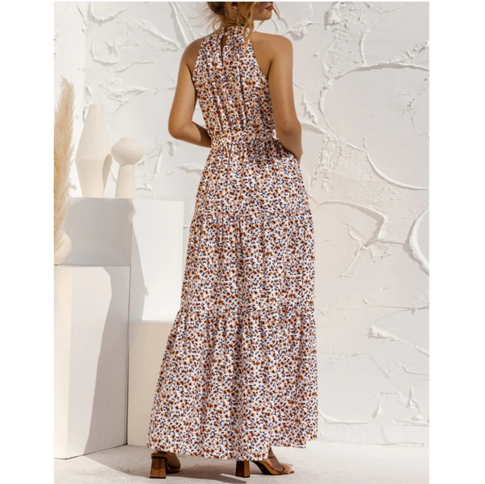 Max Studio Tiered Maxi Dress. Multi Red Floral Print … - Gem